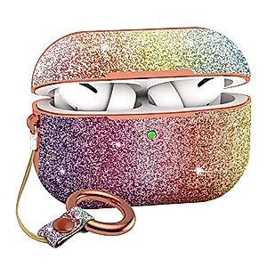 WETAL Girls Bling Case for Apple Airpods Pro Case Cover, Stylish Glitter Protective Case Skin with Keychain Compatible with Airpod Pro, Multicolor