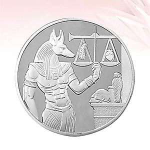 TENDYCOCO Anubis Coin Egyptian God Challenge Coin Commemorative Art Coin Collection Iron Souvenir Craft Gift Toy (Silver)