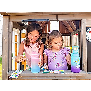 CHILLOUT LIFE 12 oz Kids Insulated Water Bottle for School with Leakproof Spout Lid and Cute Waterproof Stickers, Personalized Stainless Steel Thermos Flask Metal Water Bottle For Girls & Boys