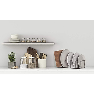 STORAGE MANIAC 2-Pack Kitchen Bakeware Organizer, Multifunctional Pot Lid Holder with Divider for Dinnerware, Cookware, Cutting Boards, Plate, Pan Lids, Cabinet Pantry Container, Tray Rack, Rectangle