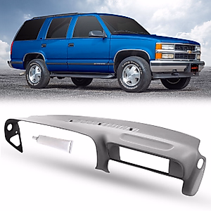 DashSkin Molded Plastic Dash Cover Compatible with 1997-2000 C1500/K1500 Tahoe Suburban Yukon & 1997-2000 Escalade in Medium Grey - Easy Cracked Dashboard Fix - Made in America