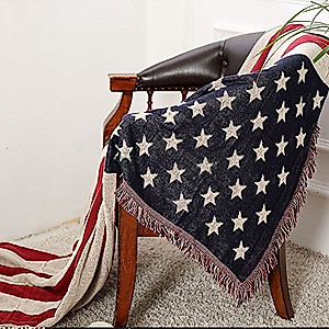 UNIGARDEN American Flag Throw Blankets Double Sided Cotton Woven Couch Throws Us Flag Tapestry red, 51"X71"inch