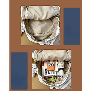 CHERSE Aesthetic Kawaii Backpack to school large capacity Lovely Aesthetic Student canvas Bookbags with accessories (White)