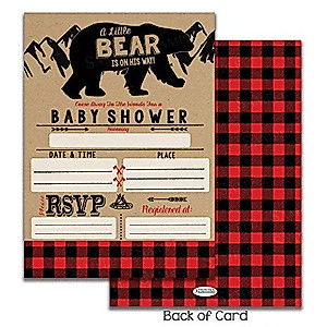 Lumberjack Rustic Baby Shower Invitation Set, Diaper Raffle, Book Request and Stickers