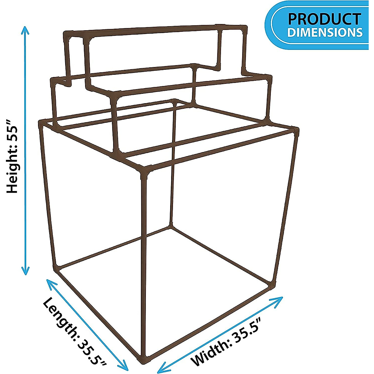 Essentially Yours Pyramid Towel Rack 10 Bar - Dry Wet Towels, Organize Fresh Towels - 36" L x 36" W x 56" H Poolside Towel Storage Organizer, (35.5" W x 35.5" L x 55" H), Brown Style 744125