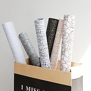 FWSA WRAPS Korean Tissue Paper for Flowers Bouquet Inside Lining Paper Shoes Clothes Packaging Supplies 28 sheets/bag 19.7 x 27.5 inches (4 Black and White)