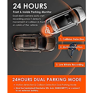 Vantrue N2S 4K Dash Cam with GPS, Front and Inside Dual 2.5K 1440P, IR Night Vision Uber Car Camera, 24/7 Recording Parking Mode, Motion Detection, 256GB Supported
