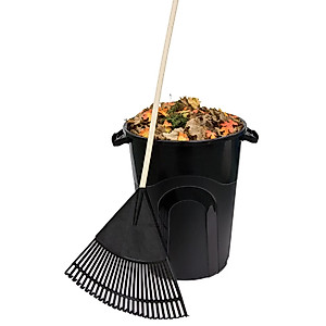 BMHSN 32 Gallon Heavy Duty Plastic Garbage Can, Included Lid, Indoor/Outdoor, Black