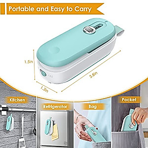 Mini Bag Sealer, Portable Heat Vacuum Sealer, 2 in 1 Heat Sealer and Cutter with Lanyard, Handheld Bag Resealer Machine for Plastic Bags Food Snack Storage (Batteries Included)