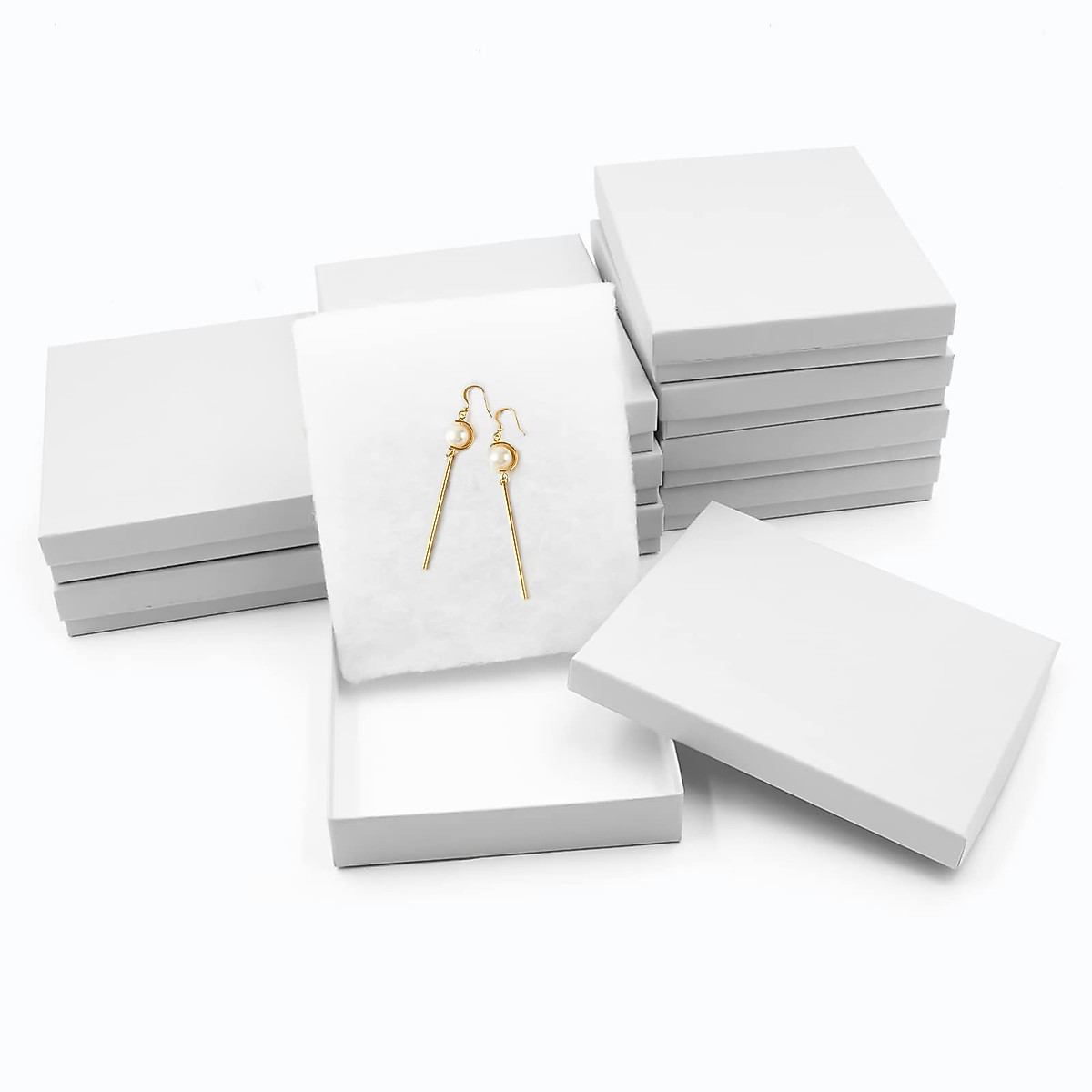 opaprain Cardboard Jewelry White Gift Boxes 10 Pack6x5×1 inches, its apply to displaying necklaces, rings, bracelets, earrings