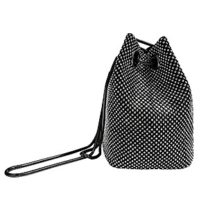 Women's Black Evening Bag- Medium Size Full Rhinestones Bucket Bling Crossbody Bag Shoulder Bag Handbag for Party Wedding Date Night