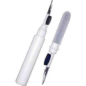 Bluetooth Earbuds Cleaning Pen, Cleaner Kit Compatible for Airpods Wireless Earphones, Cleaning Pen with Soft Brush, Earbud Cleaning Tools for Earphones Charging Ports (White)