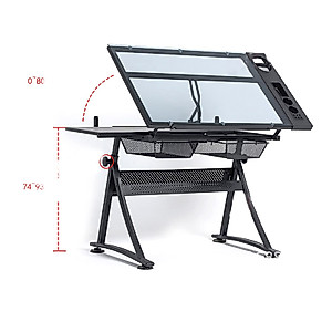 VejiA Painting Table American Children Adult Liftable Glass Drawing Table Art Work Table Drafting Tables
