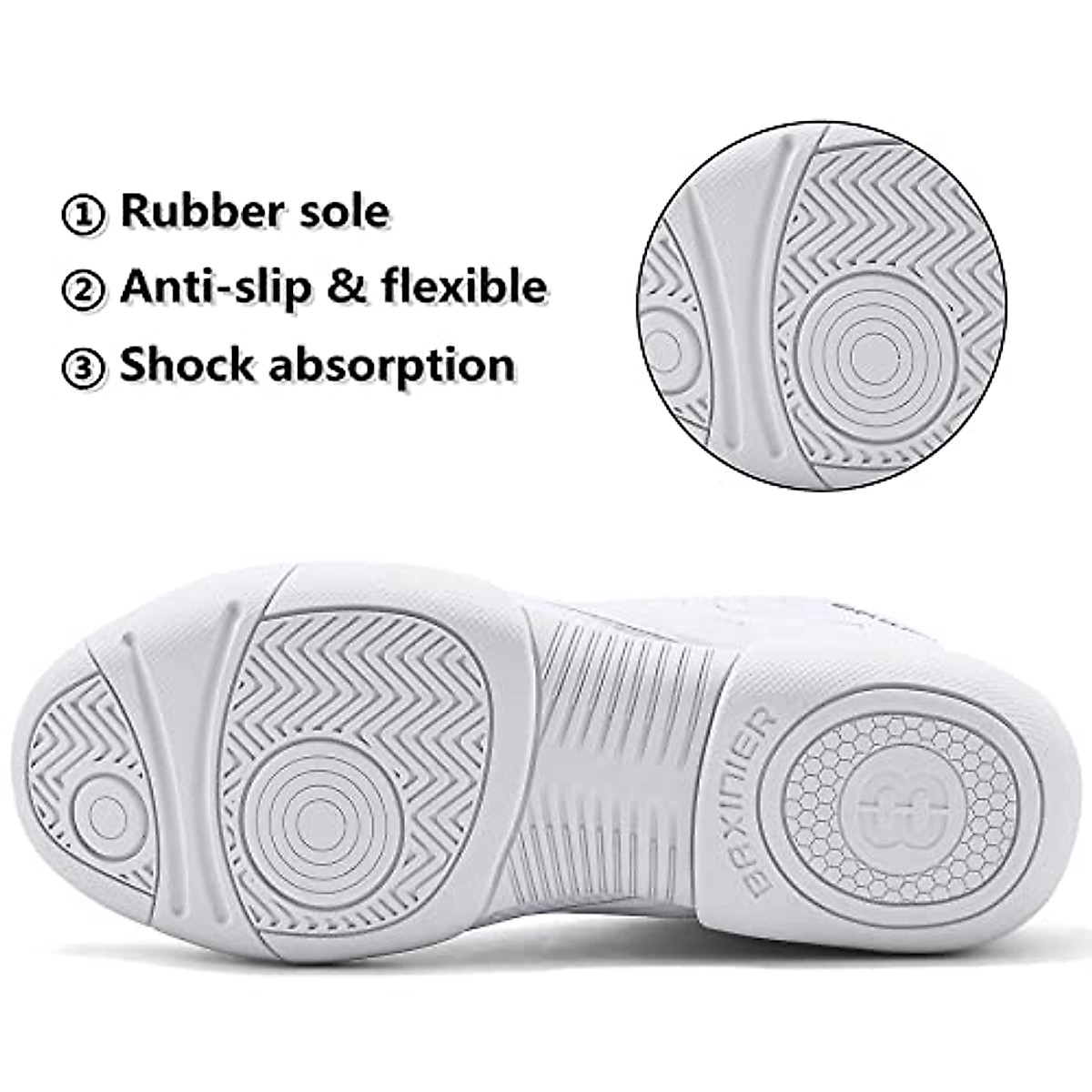 TUOTOM Girls White Cheer Shoes Youth Competition Cheerleading Dance Sneakers Women Breathable Athletic Training Tennis, White, 3 Big Kid