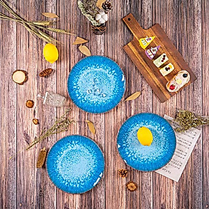 Topmela Melamine Dinner Plate Plastic Bread Butter Plates Set of 6 Pcs 11 inch Lightweight Shatter Proof Chip Resistant Dishwasher Safe Not Microware Not Oven(Light Blue)