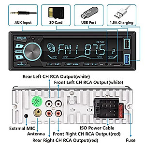 YZKONG Single Din Car Radio Receiver Bluetooth Car Stereo with Brightness Adjustable FM/AM Radio MP3 Player USB SD AUX Port Built-in Microphone, Hands-Free Calling, APP Remote Control