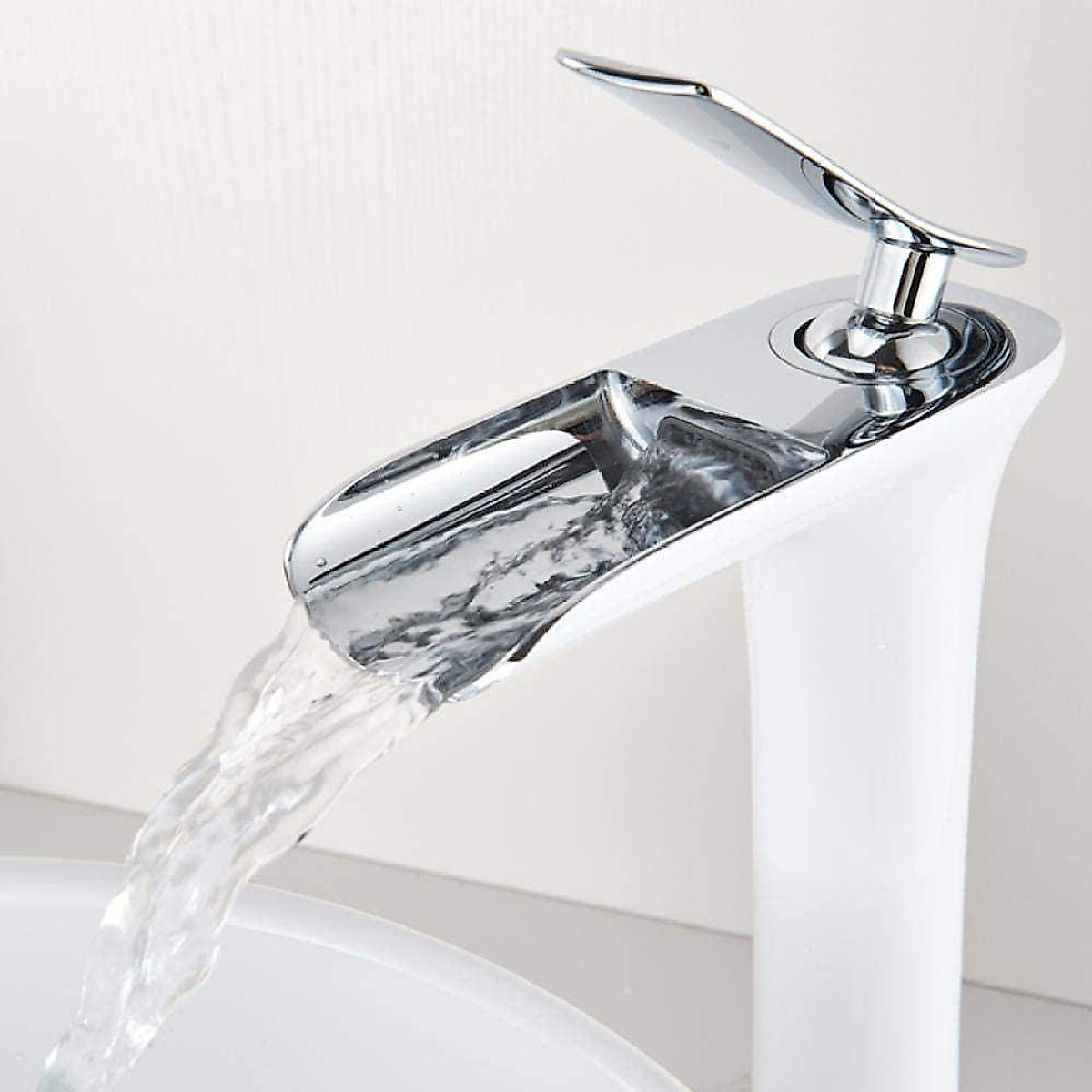 NZDY Faucet Faucets Modern White Bathroom Faucet Waterfall Faucets Single Hole Cold and Hot Water Mixer Tap Mixer Taps