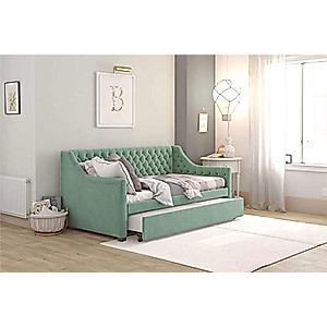 Little Seeds Ambrosia Diamond Tufted Upholstered Design Daybed and Trundle Set, Twin Size Frame, Teal