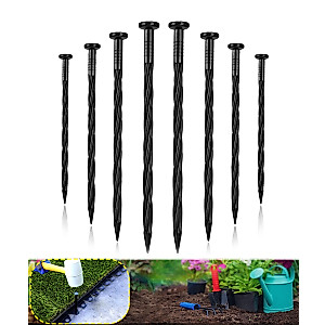 Meboyz 100-Pack-8 Inch Plastic Landscape Stakes, Spiral Nylon Landscape Anchoring Spikes，Edging Spikes for Paver Edging, Weed Barrier, Artificial Turf & More