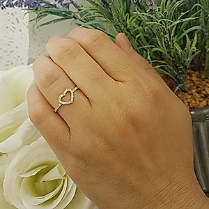 Dazzlingrock Collection 0.18 Carat (Cttw) 10K Round Diamond Women Heart Engagement Ring, Yellow Gold, Size 8.5