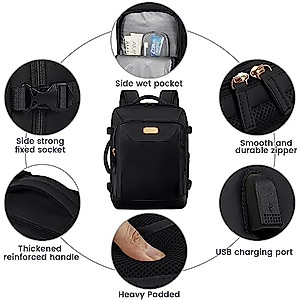 Large Travel Backpack, TSA Flight Approved Carry On Backpack for Men & Women, Large Daypack Hiking Backpack with USB Charging Port, Lightweight Daypack Business College Weekender Overnight Bag