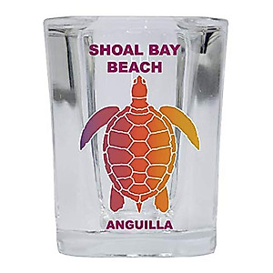 Shoal Bay Beach Anguilla Souvenir Rainbow Turtle Design Square Shot Glass