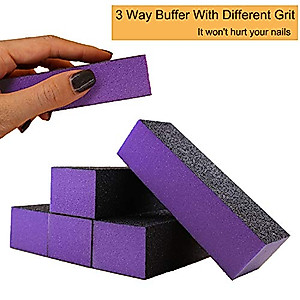15 PCS Nail Files and Sanding Buffers Set - Sanluba Professional Manicure Tool 100 180 Grit Emery Boards 3 Sided Coarse Buffing Block 60/80 for Gel Acrylic Nails for Natural Nail Purple