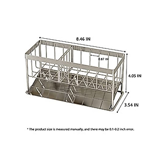 Mukkuri Kitchen Sink Sponge Holder,Kitchen Sink Organizer with Auto Drain Pan,Stainless Steel 304 Dish Sponge Holder for Kitchen with Dish Towel Bar (Silver-Manual Tray)