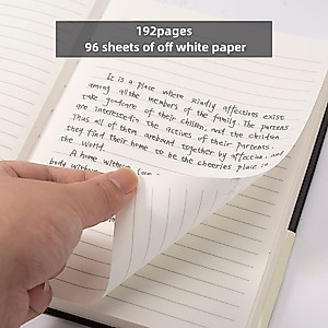 Journals for Writing, Hardcover College Ruled Notebook for School A5 PU Notebook Writing Diary, Elastic Closure, 80Gsm Thick Paper with Inner Pocket (Black+Brown)