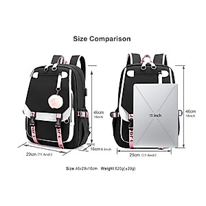 UMocan Bookbag with USB Charger Port Casual Laptop Bag Anime Graphic Travel Daypack
