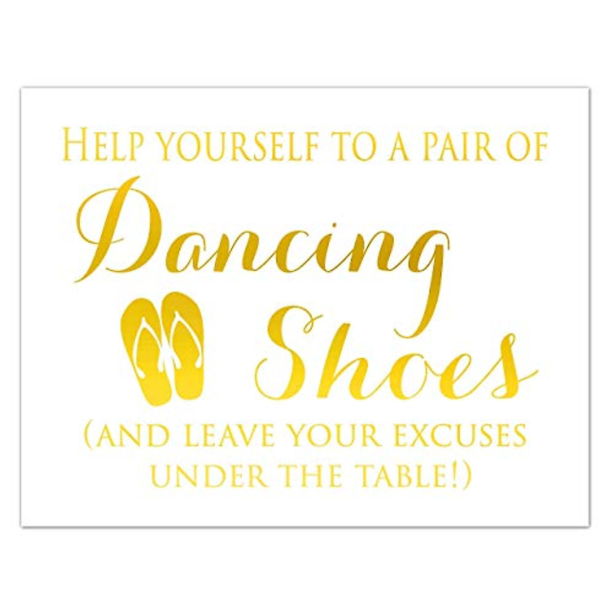 Dancing Shoes Wedding Sign For Guests, Flip Flop Signage, Gold Foil Print, Reception Decorations, Unframed Wall Art Poster