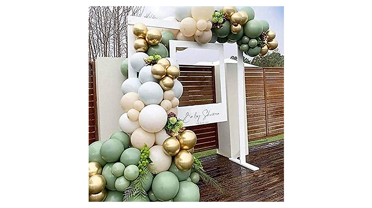 Sage Green, White & Gold Balloon Garland Kit - 125pcs