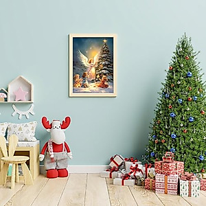 Eleploi Winter Christmas Diamond Painting Kit, Angel Prayer Diamond Painting Art Kit, 5D Full Round Diamond Diamond Painting DIY Crafts Wall Decor Gift 24x32 Inch