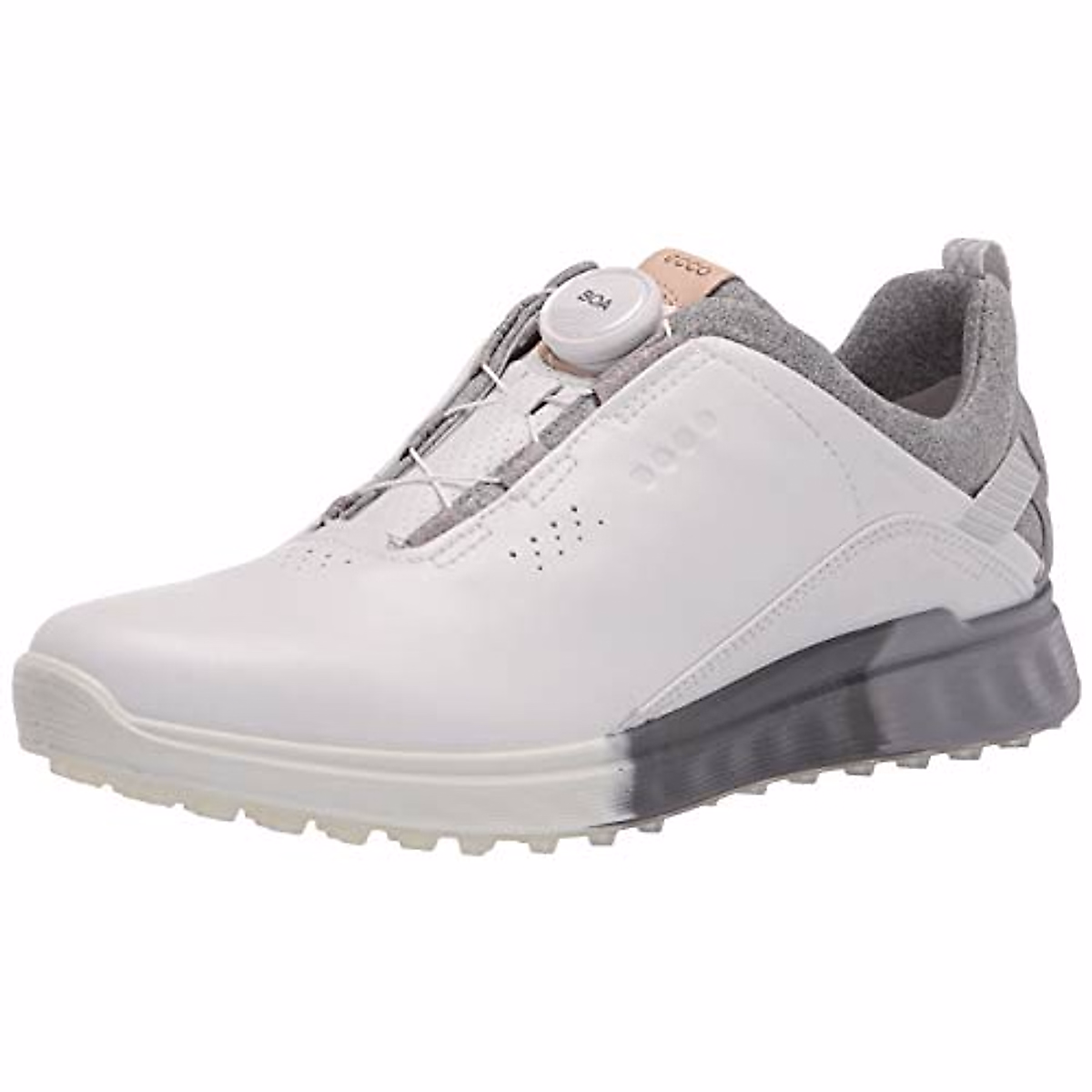 ECCO Women's S-Three BOA Gore-TEX Waterproof Hybrid Golf Shoe, White/Silver Grey, 7-7. 5