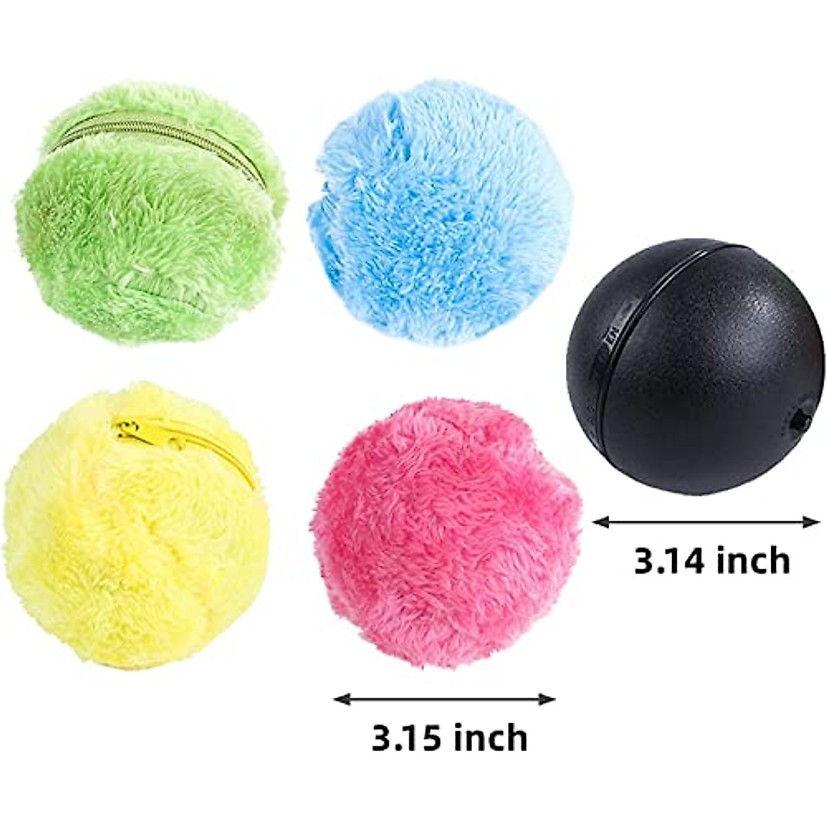 CHNLML Active Rolling Ball for Dogs, Magic Automatic Ball Funny Dog Cat Interactive Toys Plush Electric Rolling Balls (1 Set)