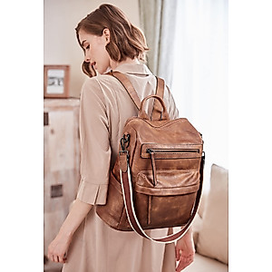 BROMEN Backpack Purse for Women Fashion Leather Designer Travel Large Ladies Shoulder Bag with Women Wallets