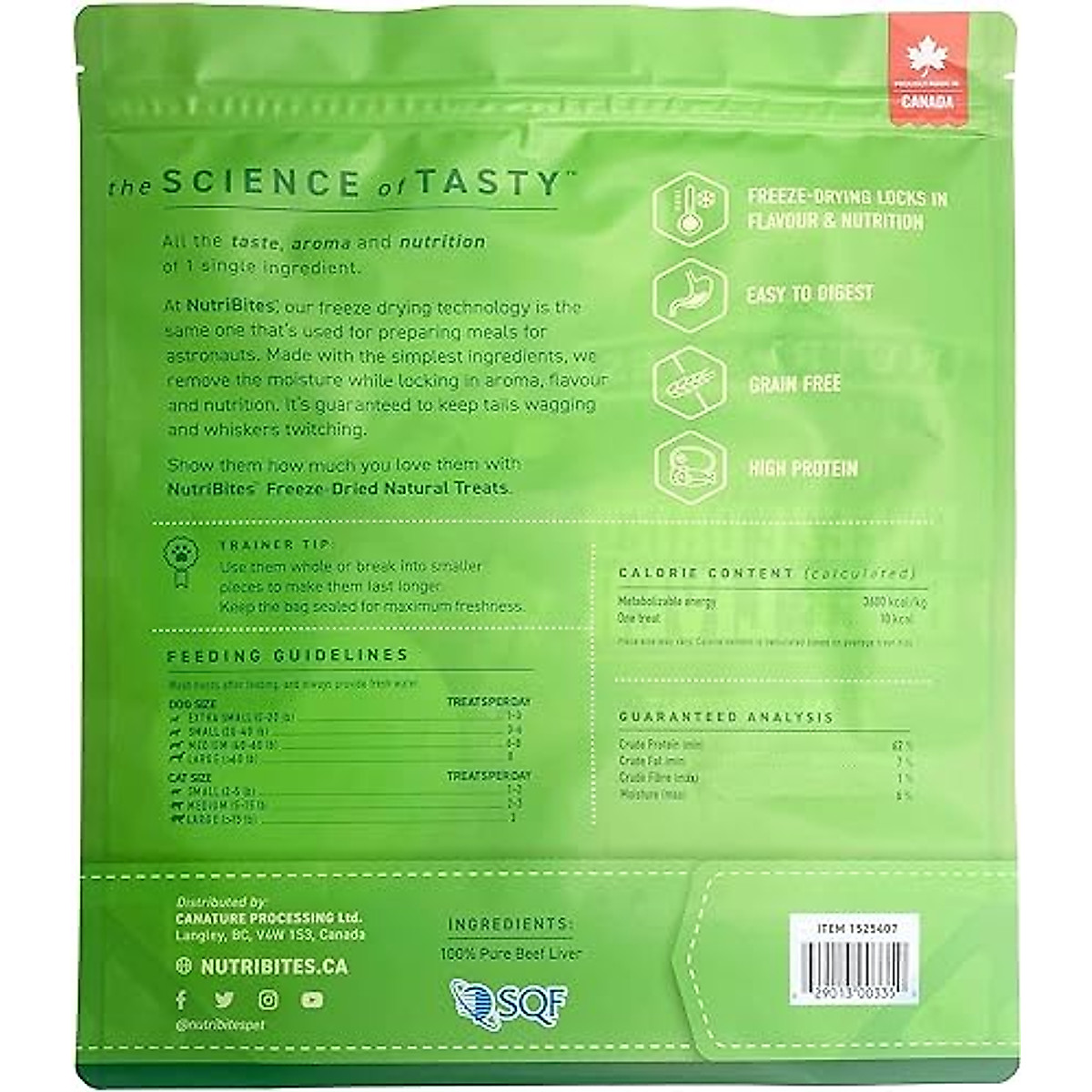 Nutri Bites Freeze Dried Liver Treats for Dogs & Cats - High-Protein Single Ingredient Dog Treats, Beef Liver - Grain Free, Easy to Digest - Proudly Made in Canada - 500g / 17.6oz (2pk)