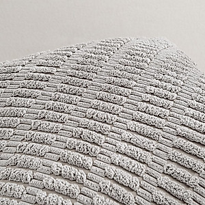 Fancy Homi 2 Packs Gray Decorative Throw Pillow Covers 18x18 Inch for Living Room Couch Bed Sofa, Rustic Farmhouse Boho Home Decor, Soft Corss Corduroy Twill Textured Square Grey Cushion Case 45x45 cm