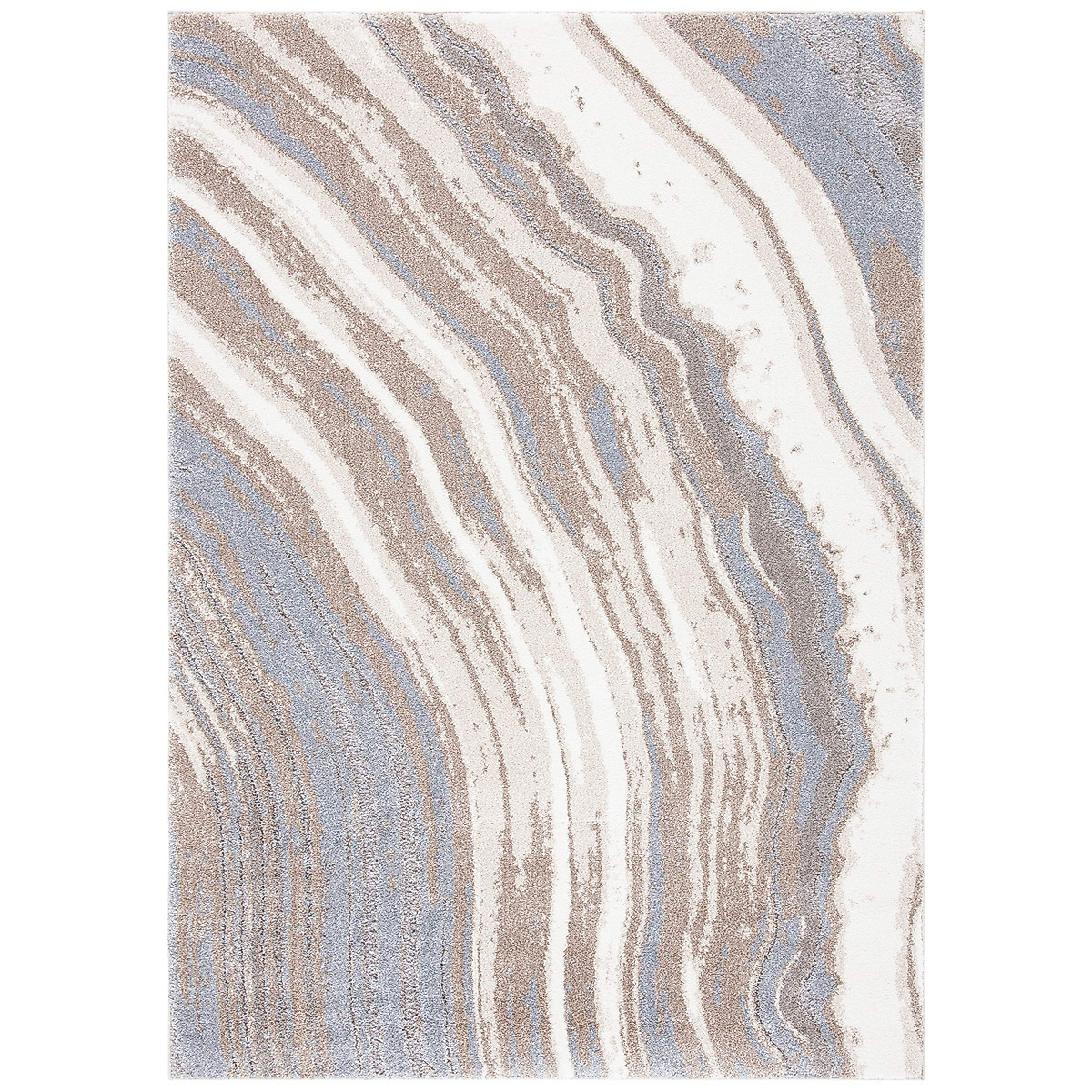 SAFAVIEH Cyrus Shag Collection 9' x 12' Ivory/Grey CYR126A Modern Abstract Non-Shedding Living Room Bedroom Dining Room Entryway Plush 0.8-inch Thick Area Rug