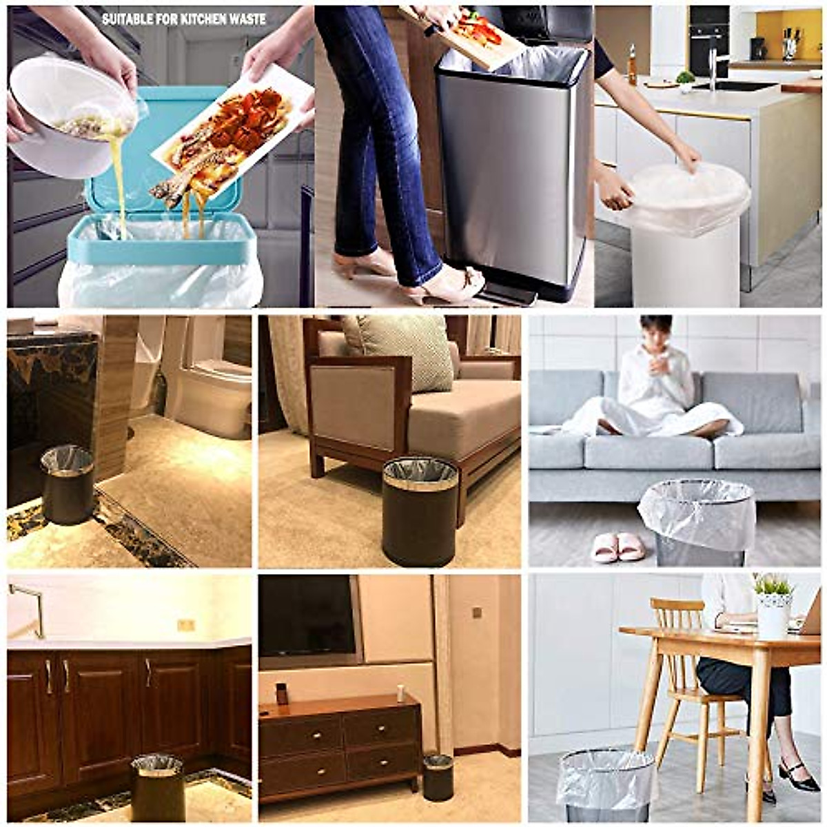 Biodegradable Garbage Bags, 3-5 Gallon Small Trash Bag, Compostable Waste Bags Wastebasket Trash Can Bin Liners for Bathroom Bedroom Office