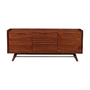 Unique Furniture 71" 3-Section Wood Sideboard in Walnut