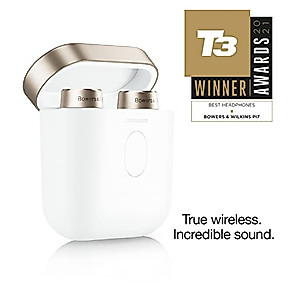 Bowers & Wilkins Pi7 In-Ear True Wireless Headphones (2021 Model), 6 Built-In Mics, Bluetooth 5.0 Qualcomm aptX & Dual Hybrid Drivers, Adaptive Noise Cancellation, Smart Wireless Charging, White