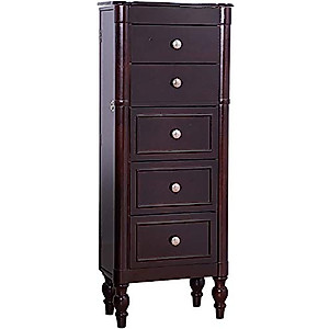 Hives and Honey Scarlett Jewelry Armoire - Elegant Storage Organizer for Your Precious Pieces | Solid Wood, Mirrored Lid | Anti-Tarnish Felt Lining | Espresso Finish