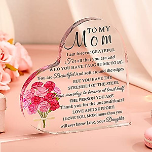 Mom Gift Birthday Gifts for Mom from Daughters Sons Meaningful Gifts for Mother Acrylic Heart Sign for Mom Mother's Day Gift