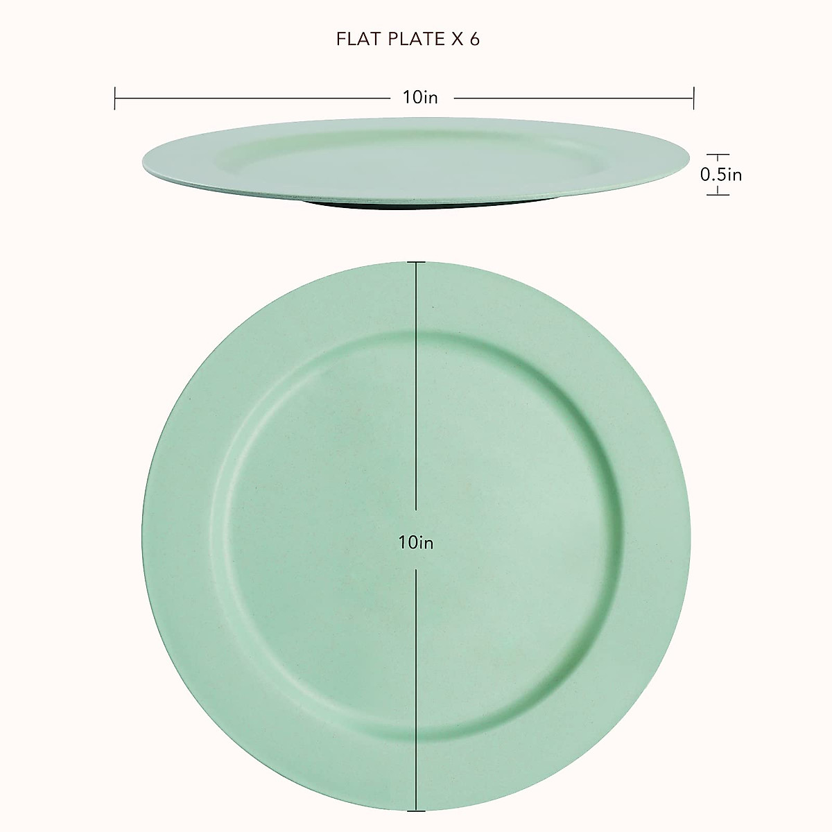 greenandlife 10inch/6pcs Dishwasher & Microwave Safe Wheat Straw Plates - Lightweight Reusable Unbreakable Dinner Plates, Non-toxin, BPA Free and Healthy for Kids & Adults