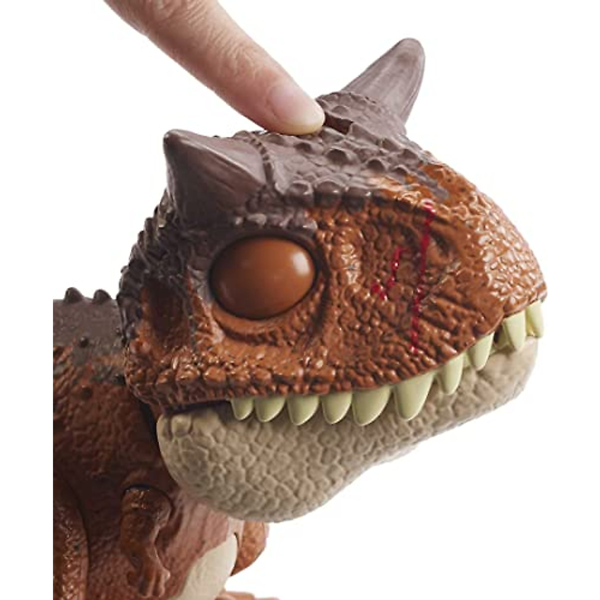 Mattel Jurassic World Camp Cretaceous Action Figure, Chompin’ Carnotaurus Toro Dinosaur Toy with Chimping & Other Motion