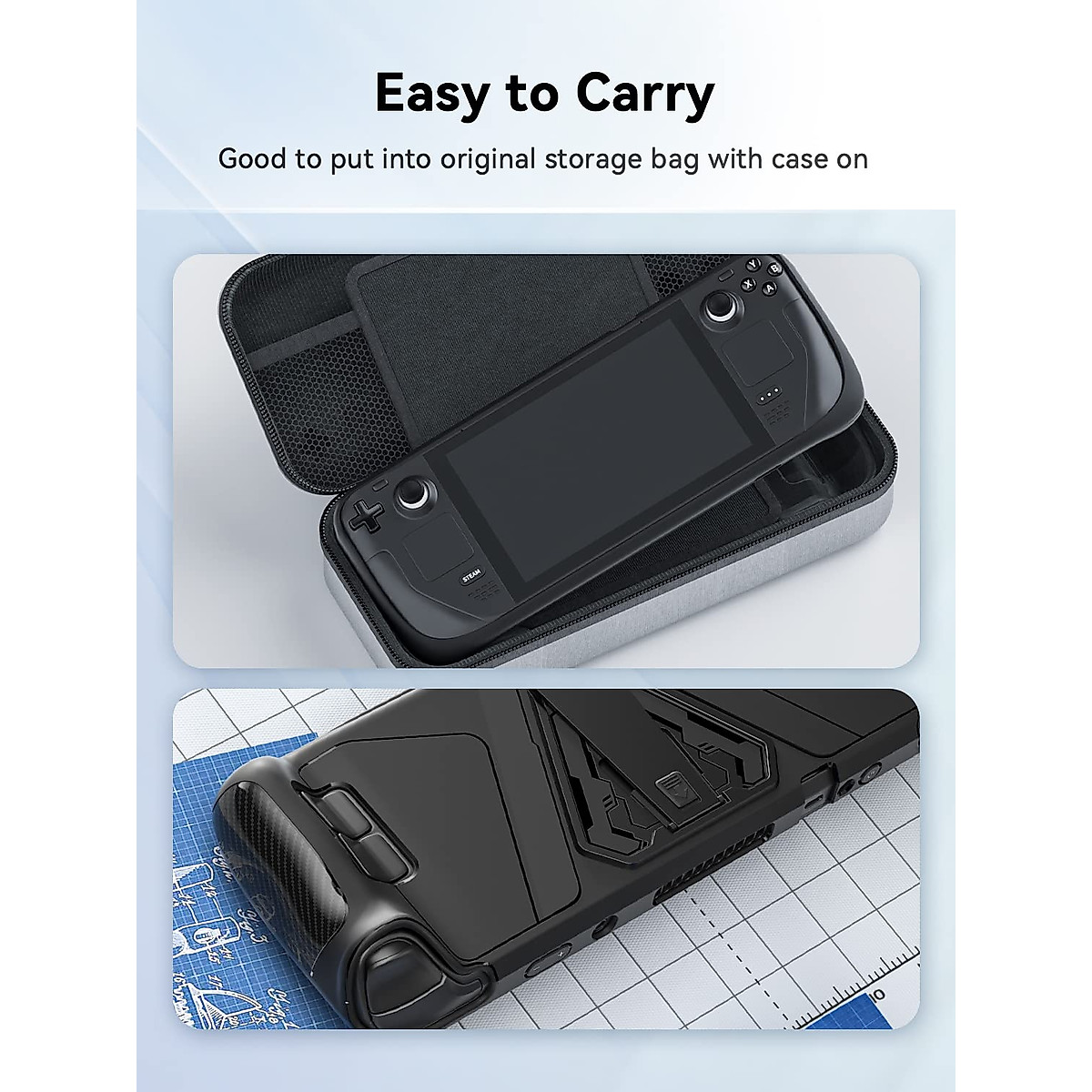 MOJOXR Metal Kickstand Protective Case for Steam Deck-Accurate Cutouts TPU Cover with Stable Stand, Great Case Accessories Fit for Official Carrying Case，Enhanced Comfort and Protection (Black)