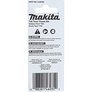 Makita A-96780 Impactx T40 Torx 2″ Power Bit, 2 Pack