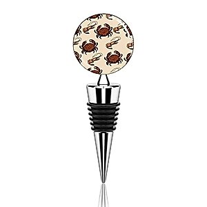 Ocean Sea Crabs Shrimps Wine Bottle Stoppers Reusable Plug Wine Saver Corks for Beverage Holiday Party Kitchen Decorative