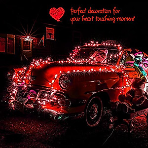 Christmas Red Mini String Lights, 100 Count 26.5 Feet Detachable Incandescent Bulb Waterproof Red Fairy Lights Plug in for Indoor Outdoor Party Patio Valentine's Day Decoration, White Wire